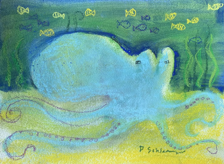 Blue Octopus in an Optimistic Mood | Dan Schlesinger